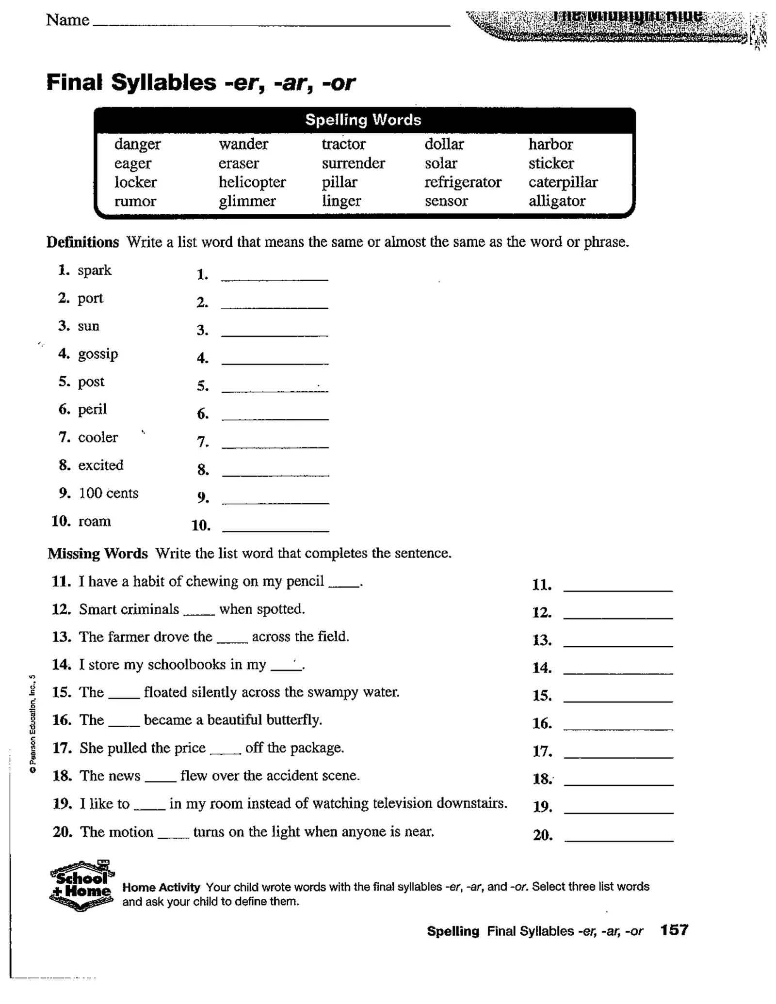 Spelling Pg 157 Interactive Worksheet – Edform