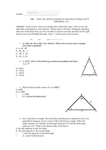 Triangle Inequality Theorem Worksheet
