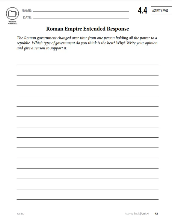 4.4 Roman Empire Extended Response Interactive Worksheet – Edform