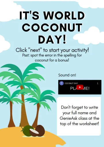 It's World Coconut Day! P5/6 Interactive Worksheet – Edform