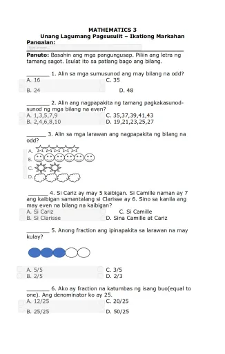 Q3 1st summative MATHEMATICS 3 Interactive Worksheet – Edform