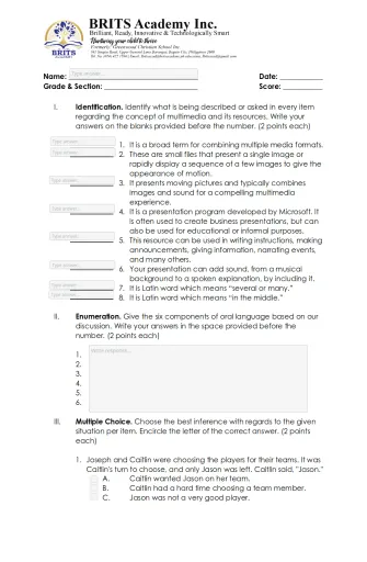 English 7 Q2 Exam Interactive Worksheet – Edform