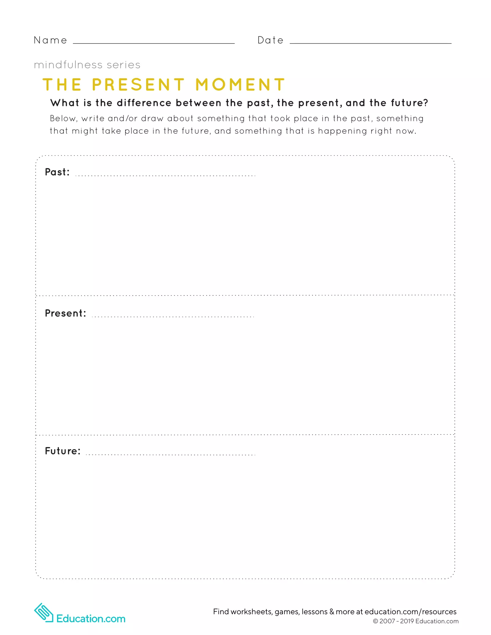 mindfulness-series-the-present-moment Interactive Worksheet – Edform