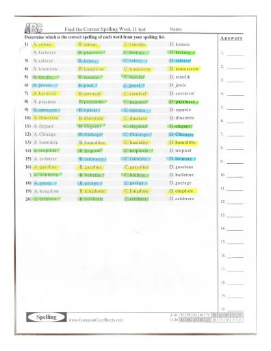Spelling Test Wk 9 - 2 Interactive Worksheet – Edform