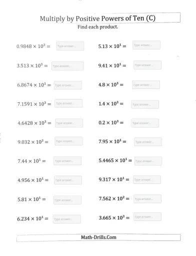 Multiply by Powers of 10 Interactive Worksheet – Edform