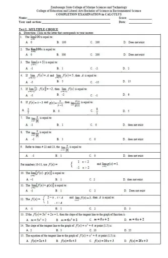 COMPLETION EXAM in Math 01 (Calculus) (1st SEM 2020 2021) p1 ...