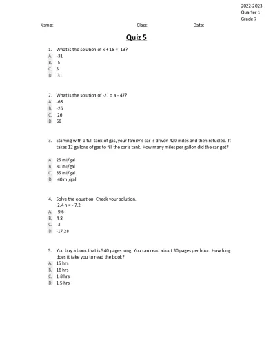 MATHEMATICS YEAR 10 MID SEMESTER 1 2022 EXAM OCT Interactive Worksheet ...