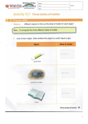 Three States of Matter Interactive Worksheet – Edform