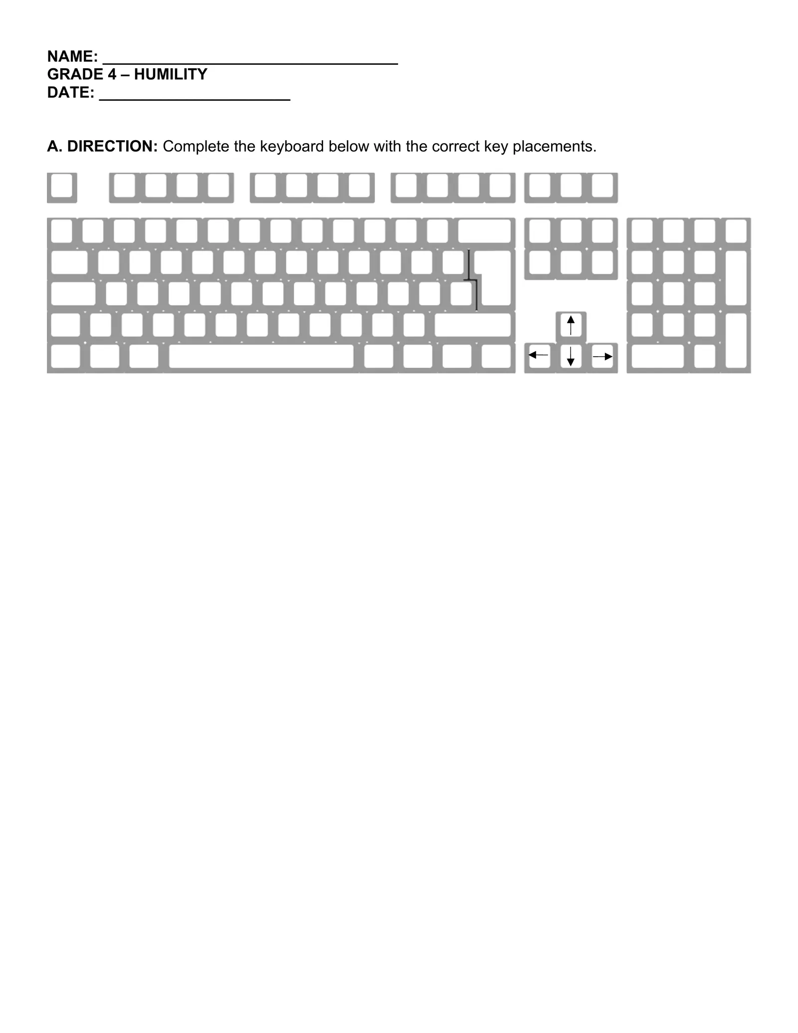 Keyboard Worksheet For Grade 1