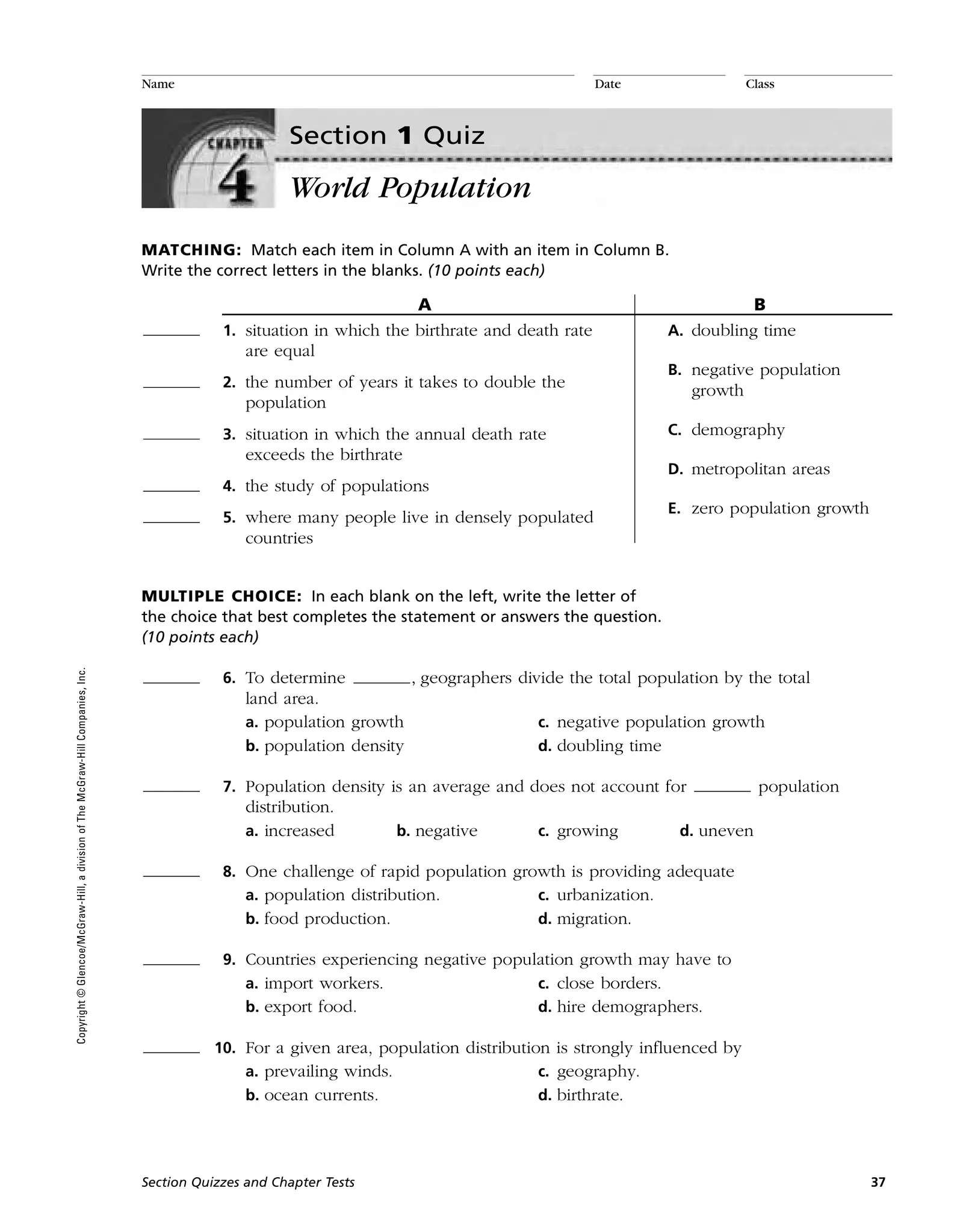 Population Density Worksheet Answers Density Calculations Worksheet