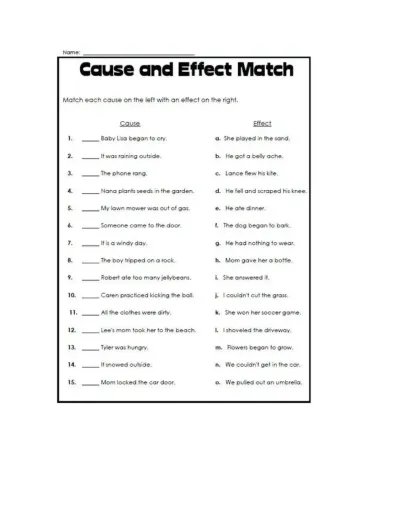 Cause and Effect Interactive Worksheet – Edform