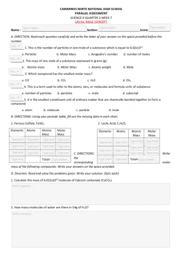 Science 9 W7 PA Interactive Worksheet – Edform