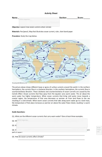 Ocean current activity sheet Interactive Worksheet – Edform