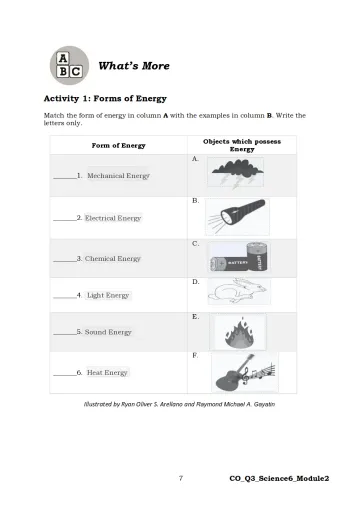 Science6 Q3 Mod2 EnergyTransformation Interactive Worksheet – Edform