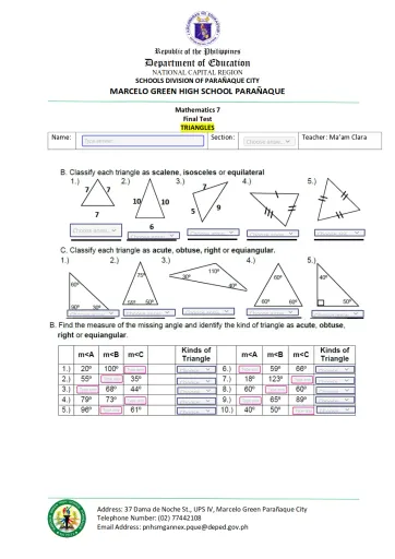 Marcelo Green HS-Math7-Triangles Interactive Worksheet – Edform
