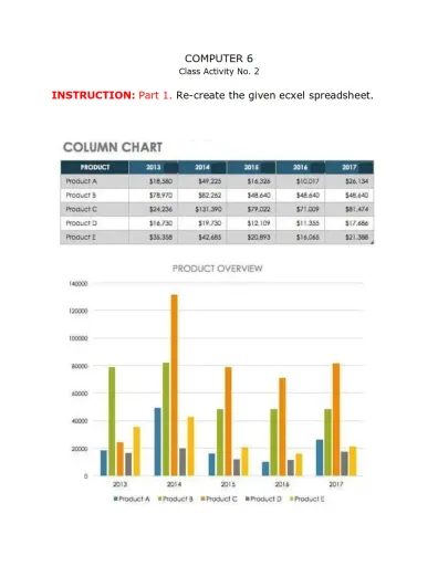 Computer 6 Excel Activity 2 Interactive Worksheet – Edform