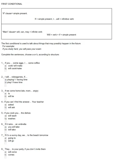 First Conditional Interactive Worksheet Edform