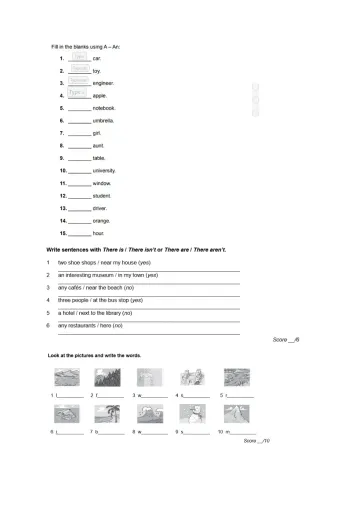 A,an,there 6 A Interactive Worksheet – Edform
