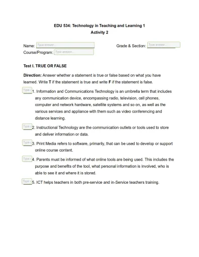 EDU 534 ACTIVITY 2 Worksheet Interactive Worksheet – Edform