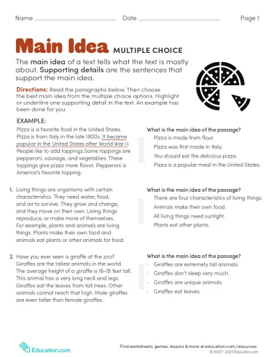 11/16/23 Main Idea Interactive Worksheet – Edform
