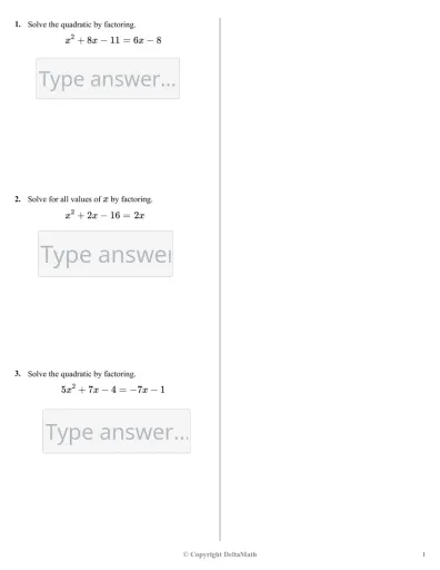 2.12 Solving Quadratics Bellwork Interactive Worksheet – Edform