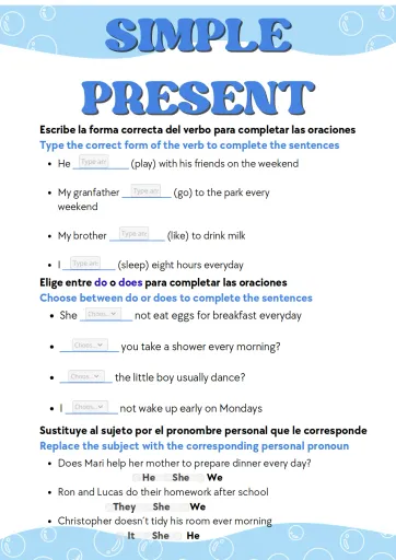 Simple present Interactive Worksheet – Edform
