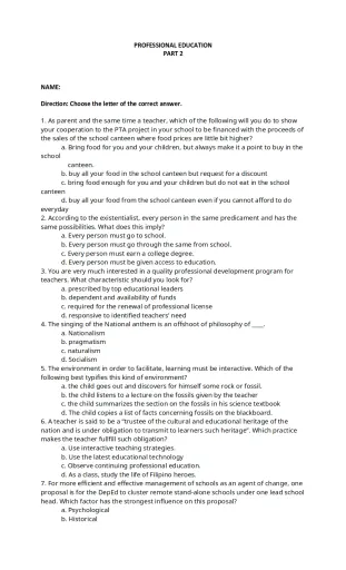 PROFESSIONAL EDUCATION part 1 Interactive Worksheet – Edform