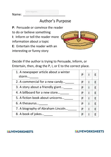 PIE Quiz Interactive Worksheet – Edform