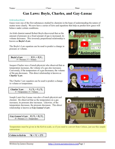 Boyles And Charles Law Worksheet Boyles And Charles Law Worksheet
