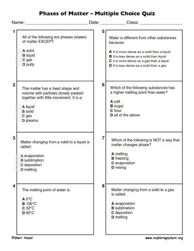 Matter assessment and NGSS Interactive Worksheet – Edform