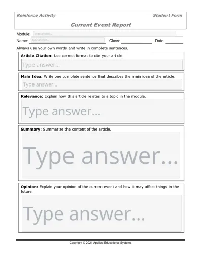 Current Events Report Form