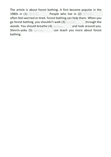 Summary of forest bathing Interactive Worksheet – Edform