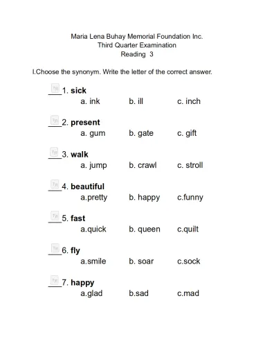 Reading 3 3rd Qtr Interactive Worksheet – Edform