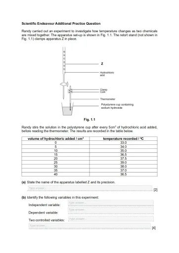 Scientific Endeavour Additional Question Interactive Worksheet – Edform