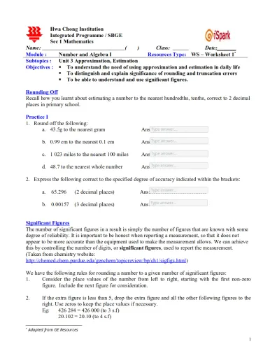 23 Number and Algebra I Unit 3 WS Interactive Worksheet – Edform
