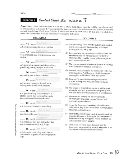 vocab 1 - 10 Interactive Worksheet – Edform