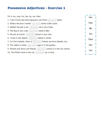 POSSESSIVES EDFORM Interactive Worksheet – Edform