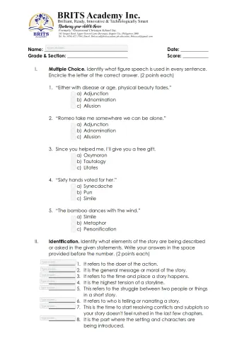 English 8 Q3 Exam Interactive Worksheet – Edform