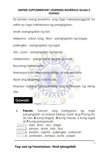 Filipino 2 Q3 Week 1 Interactive Worksheet Edform