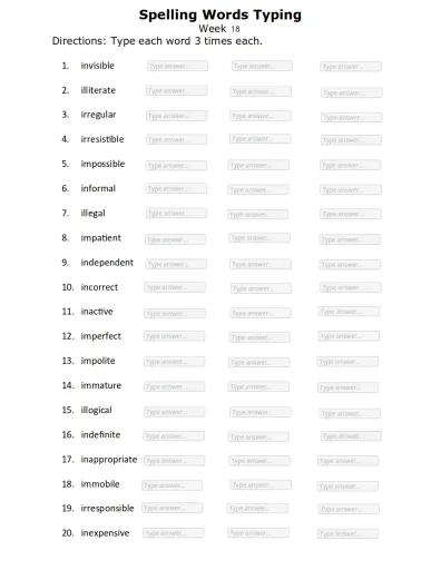 Wk 21 Typing Interactive Worksheet – Edform
