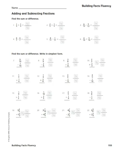 Fraction Fact Fluency Interactive Worksheet – Edform
