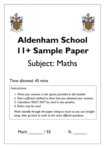 Aldenham School 11 Plus Maths Sample Paper For 2022 Entry Interactive Worksheet – Edform