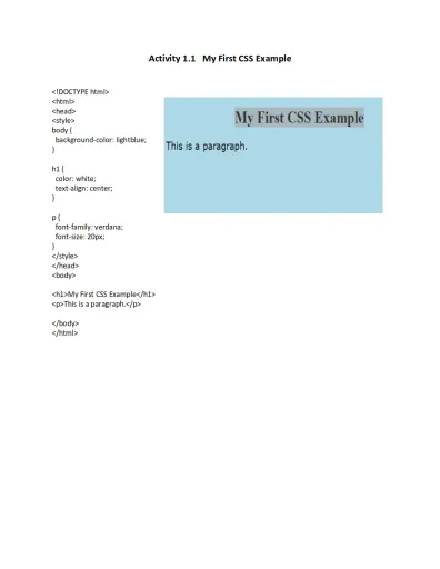 CSS Activity 1.1 and 1.2 Interactive Worksheet – Edform
