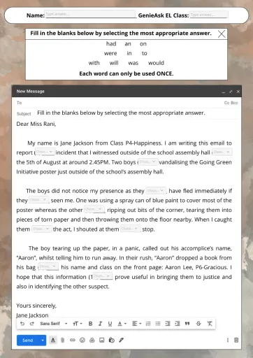 P5 Grammar Cloze 23 September (I) Interactive Worksheet – Edform