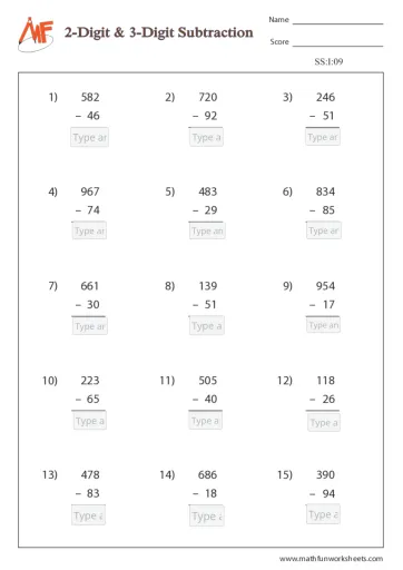 2-digit subtraction Interactive Worksheet – Edform