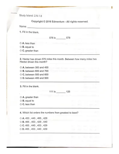 Study Island 2N16 1 10 Interactive Worksheet – Edform
