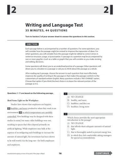Sat practice test 3 Writing and Language Section Interactive Worksheet ...