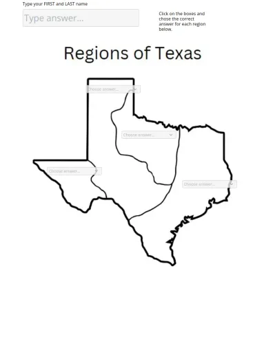 Regions of texas Interactive Worksheet – Edform