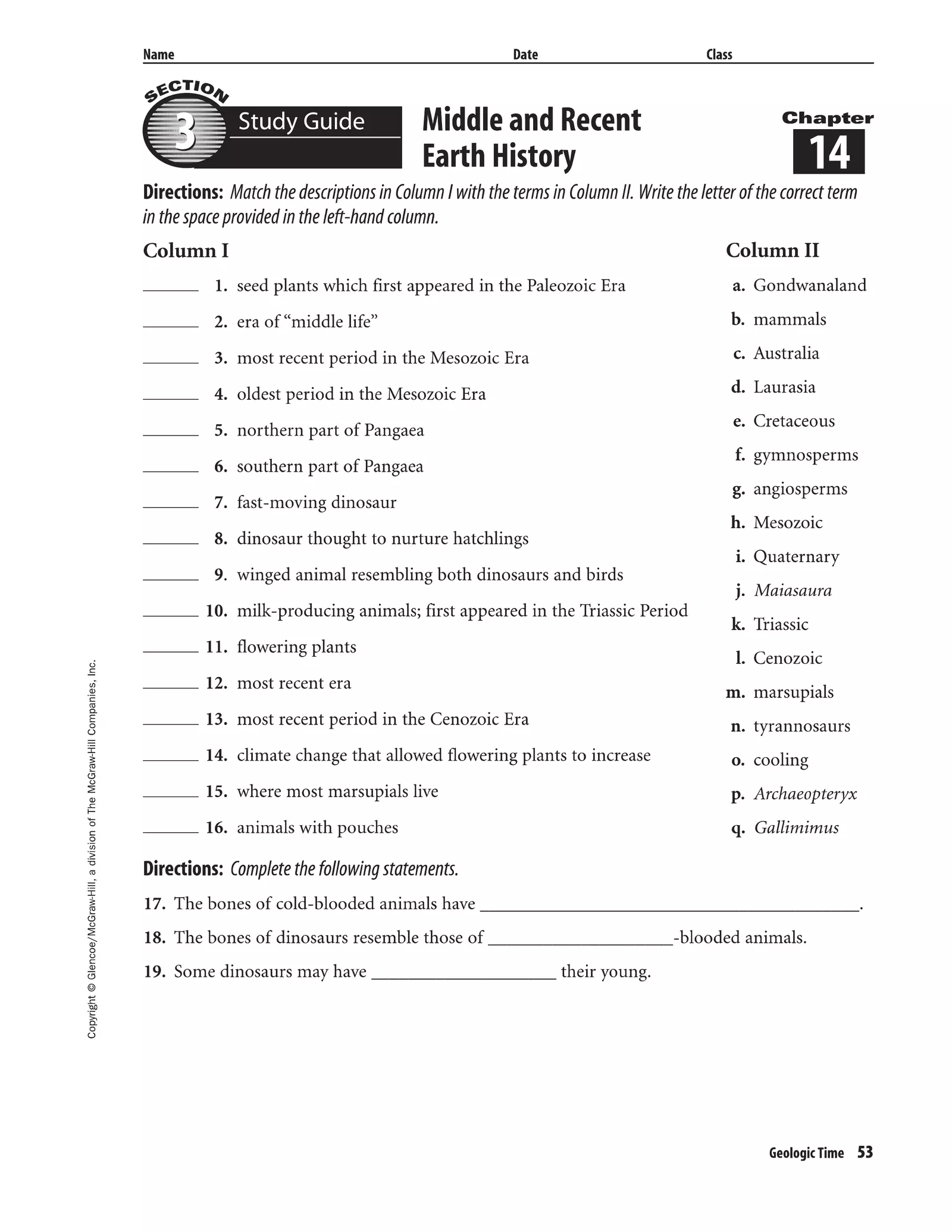 Glencoe Life Science 7th Grade Worksheets Biology: The Dynamics Of