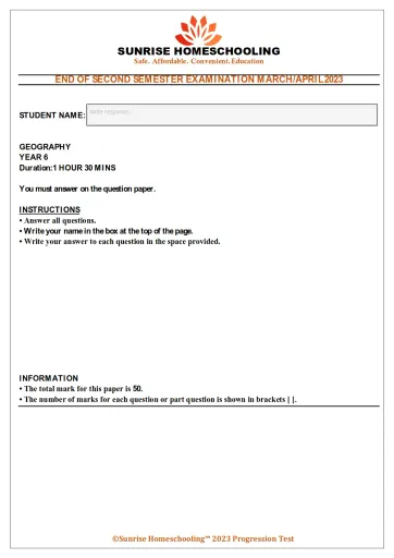 Geography Year 6 Final exam Interactive Worksheet – Edform